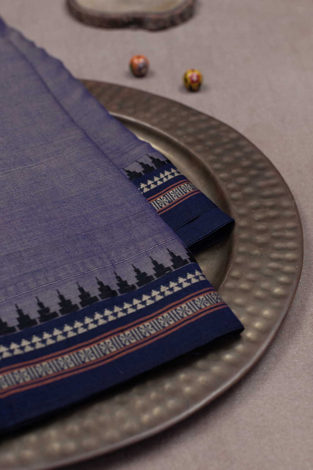 Shop Blue Narayanpet Border Cotton Fabric at Matkatus
