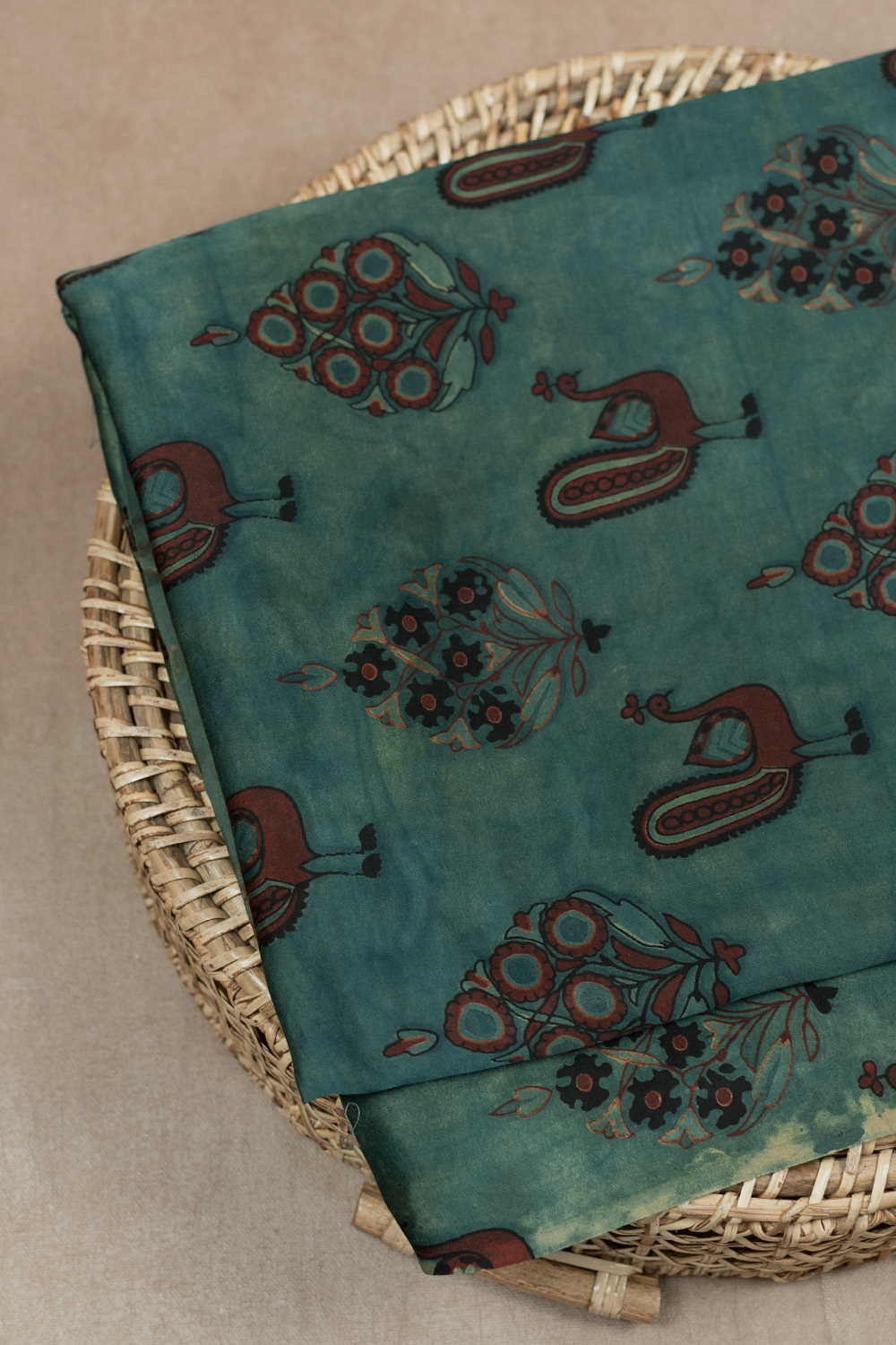 Shop the Stunning Traditional Motifs Block Printed Modal Silk Fabric ...