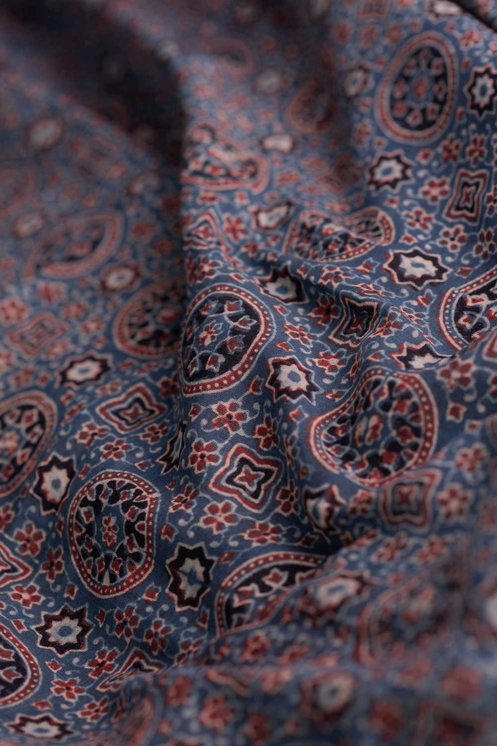 Find Your Perfect Maroon Pattern on Indigo Ajrak Mul Cotton Fabric ...
