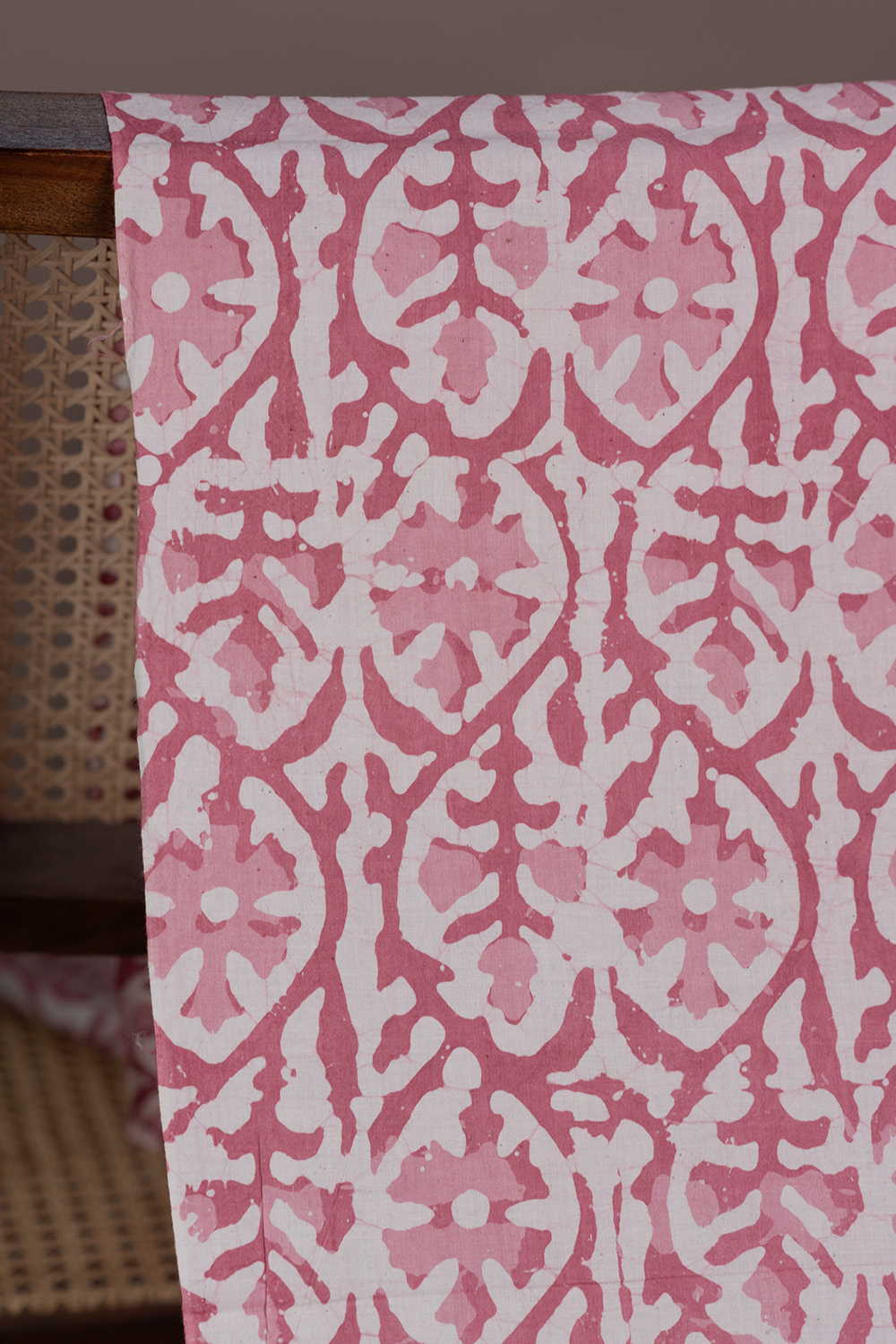 Shop Vibrant Pink Floral Pattern Block Printed Batik Cotton Fabric at ...