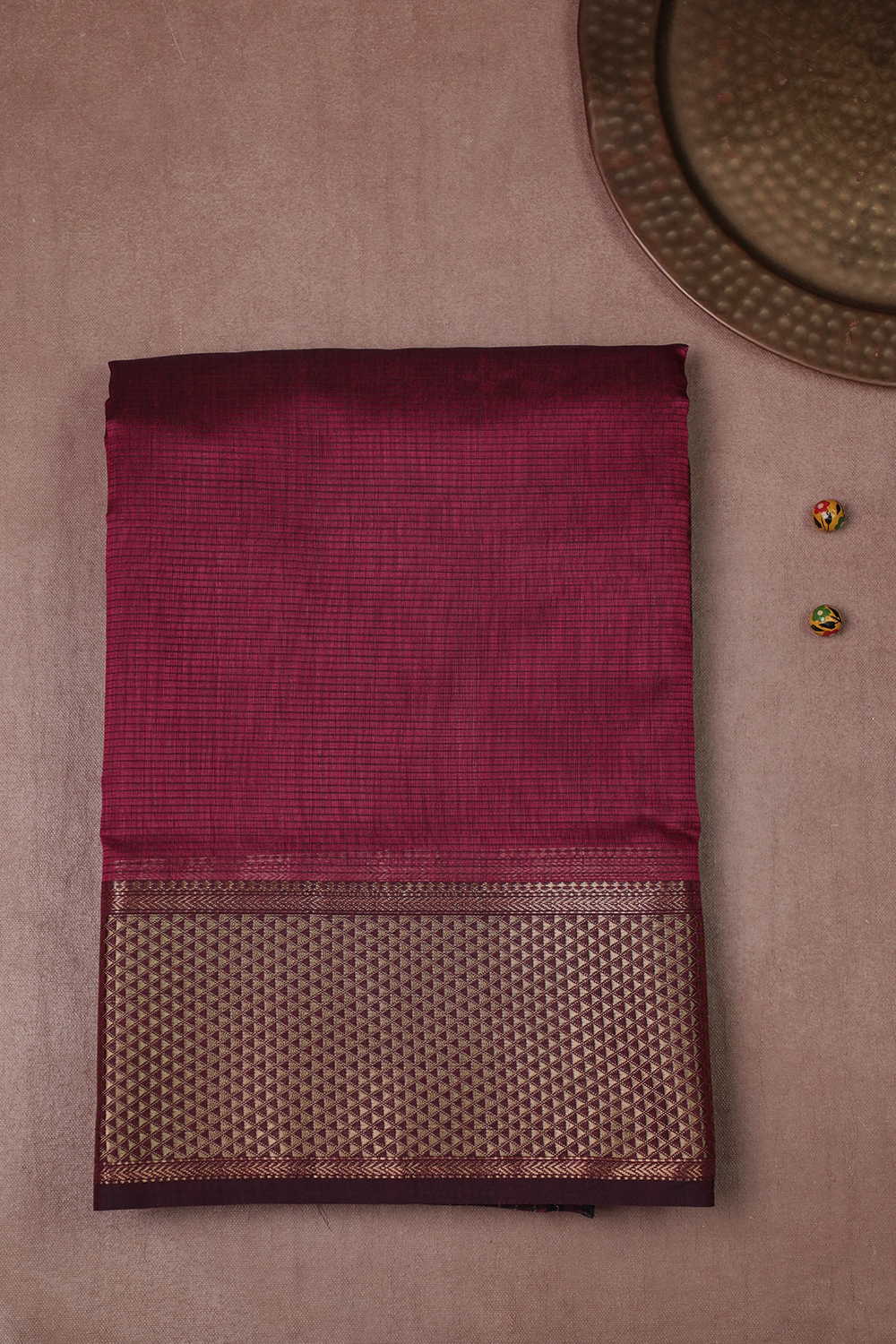 Buy Rouge Pink Maheshwari Silk Cotton saree at Matkatus