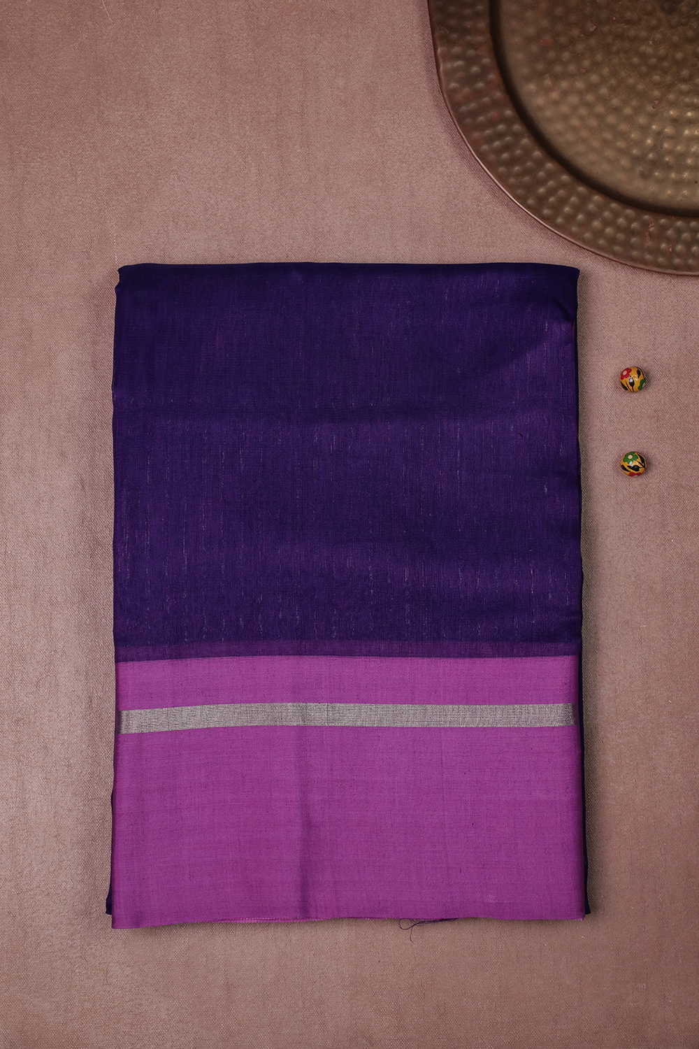 Buy Velvet Purple with Fuscia Pink Border Maheshwari Silk Cotton saree ...
