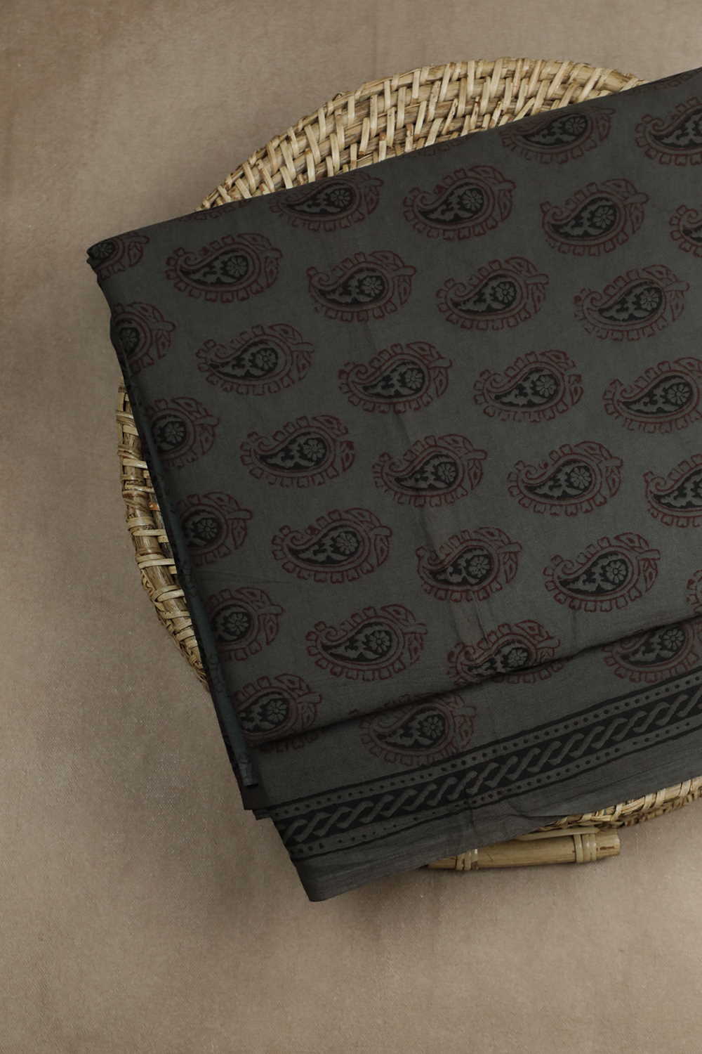 Buy Stylish Grey with Paisley Bagh Cotton Fabric at Matkatus