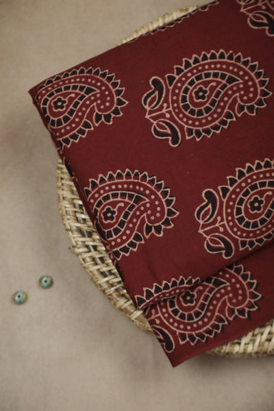 Ajrakh Fabric - Buy Ajrak Hand Block Print Fabric Online - Matkatus