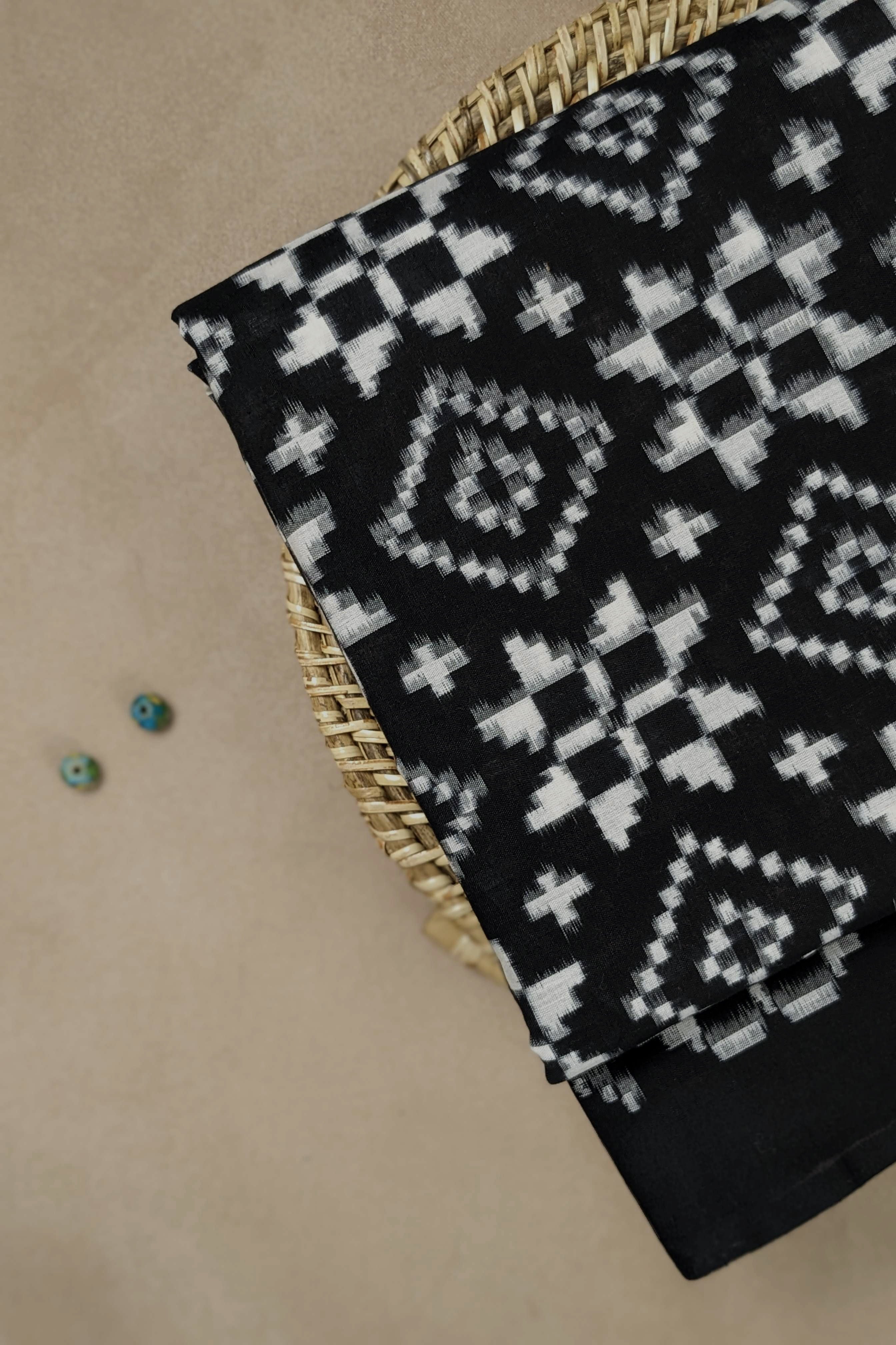 Buy Unique Black Telia Rumal Ikat Cotton Fabric at Matkatus