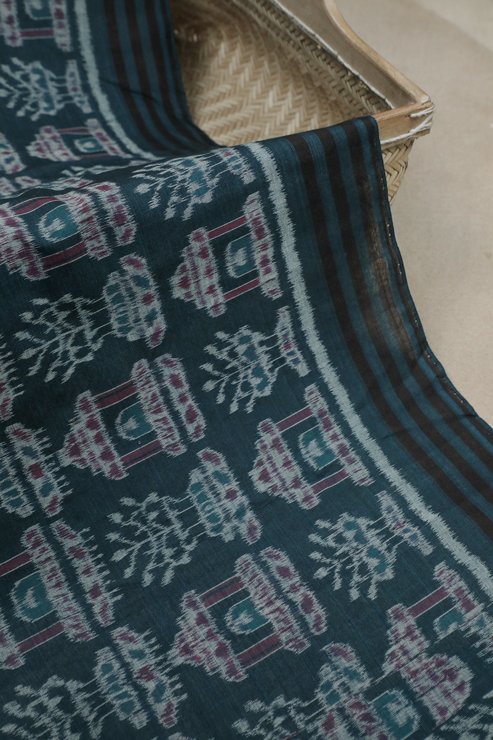 Buy Green with Patterned Orissa Ikat Fabric Online at Matkatus